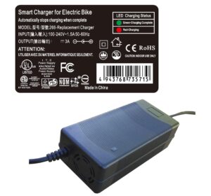 3 amp smart charger compatible with aostirmotor 36v battery electric bike