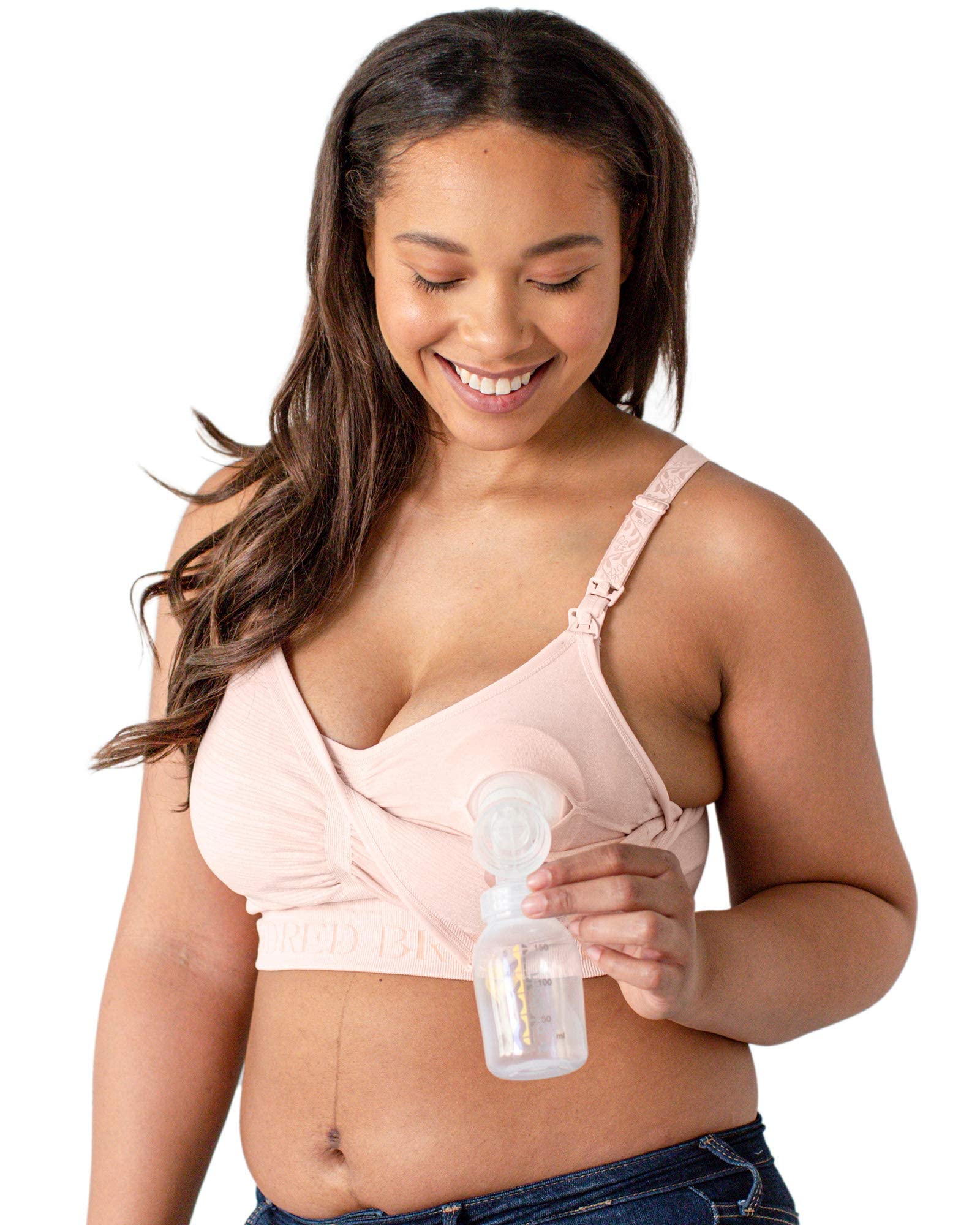 Kindred Bravely 2-Pack Hands Free Pumping Bra Bundle (Beige and Pink, X-Large-Busty)