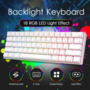 CMUNBBB RK61 Wired 60% Mechanical Gaming Keyboard RGB Backlit Ultra-Compact Hot-Swappable Brown Switch White (Color : White, Size : HotSwappable Brown Switch)