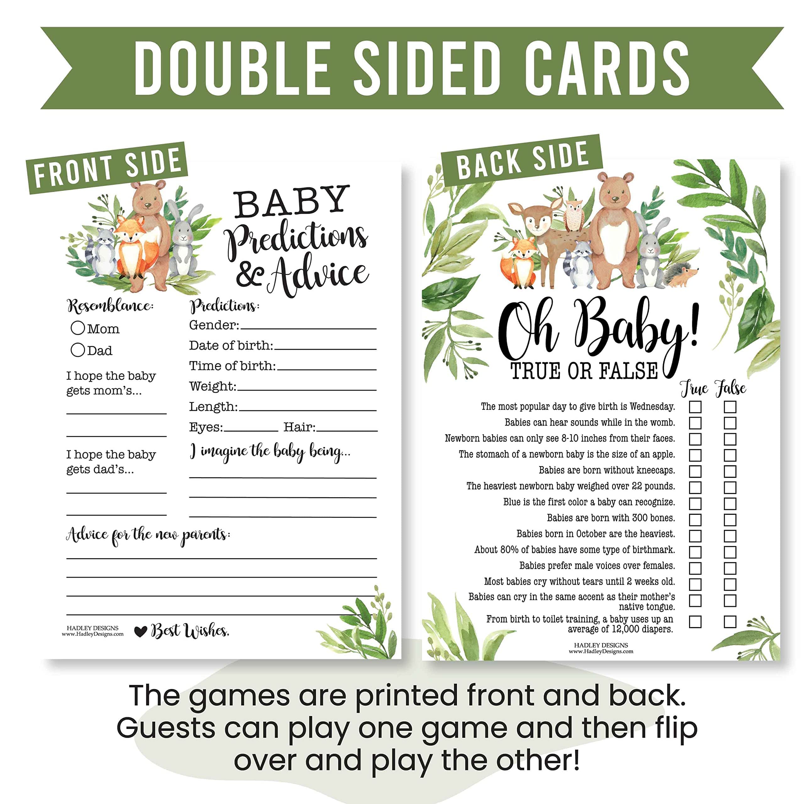 50 Woodland Baby Prediction And Advice Cards, Trivia Games, etc, 25 Baby Animal Matching, Nursery Rhyme Game - 6 Double Sided Cards Baby Shower Games Funny, Baby Shower Ideas Baby Sprinkle Games