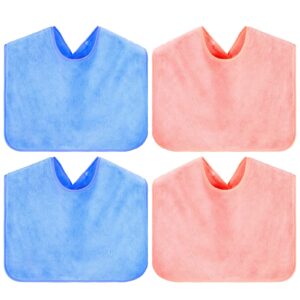 coume 4 pieces baby towel bibs terry towel bib absorbent thick towel bib soft bibs pullover water absorbent bibs with snap adjustable for kid feeding drooling eating teething