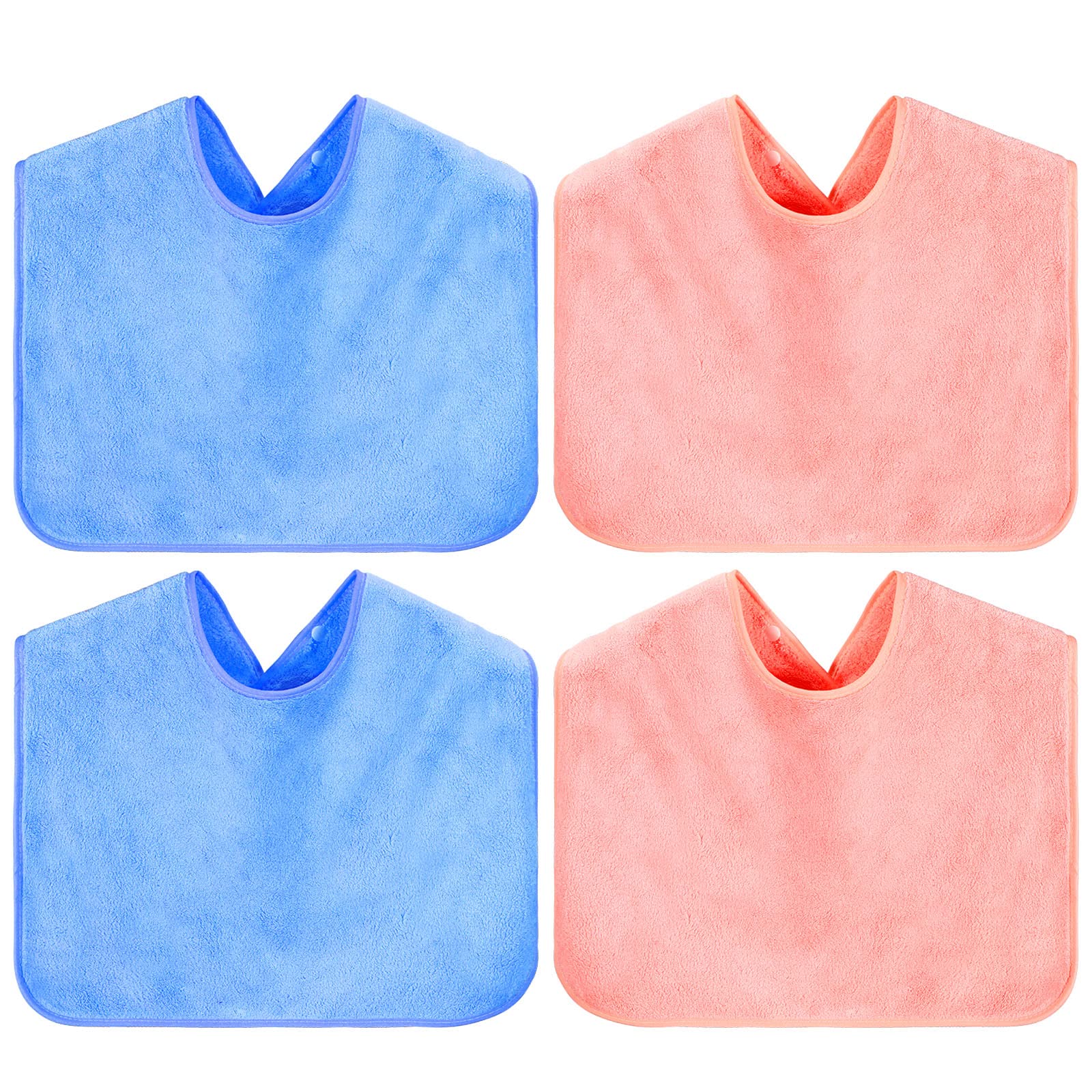 Coume 4 Pieces Baby Towel Bibs Terry Towel Bib Absorbent Thick Towel Bib Soft Bibs Pullover Water Absorbent Bibs with Snap Adjustable for Kid Feeding Drooling Eating Teething