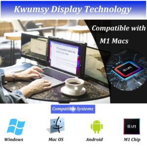 SMISEACOW Kwumsy P2 Pro Tri-Screen for Laptop with 13.5" Laptop Screen Extenders FHD 1080P IPS 270° Compatible with 13.3-16.5" Windows/MacBook(M1 & M2) Triple Portable Monitor for Laptop