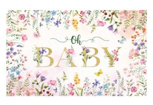 allenjoy wildflower baby shower backdrop watercolor floral background oh baby birthday party banner mini session cake table decor photobooth photoshoot prop gift favor