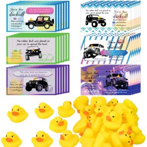 36 pieces you've been ducked card and 36 pieces mini rubber duck float duck bath toys yellow rubber ducks car duck tags for car birthday ducking duckie shower party