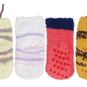 Lovful 4 Pairs Toddler Fuzzy Socks with Grips Baby Winter Socks,0-12Moths