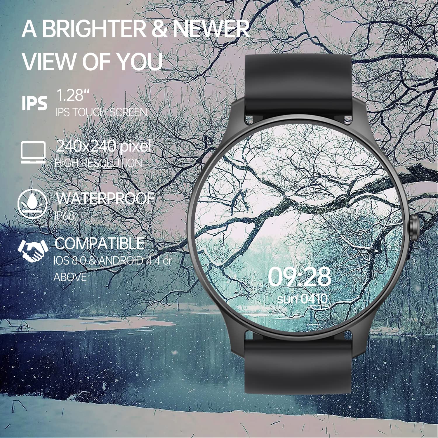 HYSTORM Smart Watch 2022, 44mm Fitness Tracker Smart Watch for Android Phones iOS Compatible IP68 Waterproof Heart Rate Blood Oxygen Monitor Watch