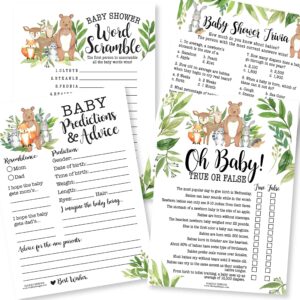 50 Woodland Baby Prediction And Advice Cards, Trivia Games, etc, 25 Baby Animal Matching, Nursery Rhyme Game - 6 Double Sided Cards Baby Shower Games Funny, Baby Shower Ideas Baby Sprinkle Games