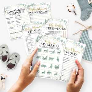 50 Greenery Baby Prediction And Advice Cards, Trivia Games, etc, 25 Baby Animal Matching, Nursery Rhyme Game - 6 Double Sided Cards Baby Shower Games Funny, Baby Shower Ideas Baby Sprinkle Games