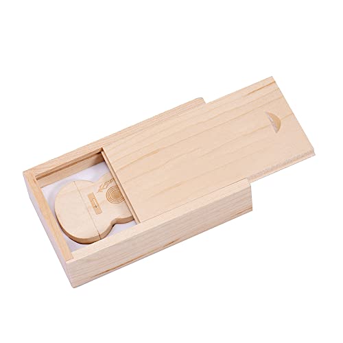 Wood Guitar Shaped USB3.0 64GB Flash Pen Drive Memory Thumb Stick with Wooden Box (3.0 64GB)