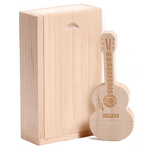 Wood Guitar Shaped USB3.0 64GB Flash Pen Drive Memory Thumb Stick with Wooden Box (3.0 64GB)