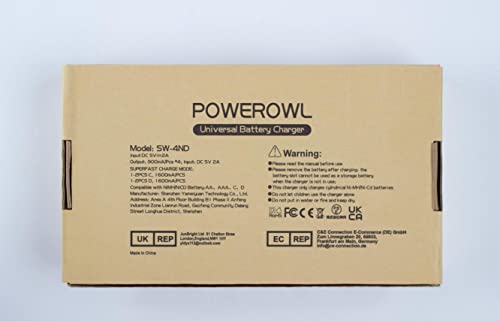 POWEROWL 4-Pack Rechargeable AA Batteries with Charger, 2800mAh High Capacity Low Self Discharger NiMH Double A Battery for Xbox Controller Battery Pack