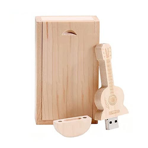 Wood Guitar Shaped USB3.0 64GB Flash Pen Drive Memory Thumb Stick with Wooden Box (3.0 64GB)