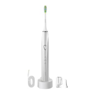 rolg electric sonic toothbrush, powerful rechargeable sonic toothbrush with 3 brushing modes, 2 minutes automatic timer or free control sonic toothbrush for travel, kids, adult, white