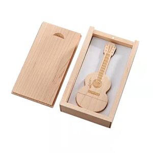 wood guitar shaped usb3.0 64gb flash pen drive memory thumb stick with wooden box (3.0 64gb)