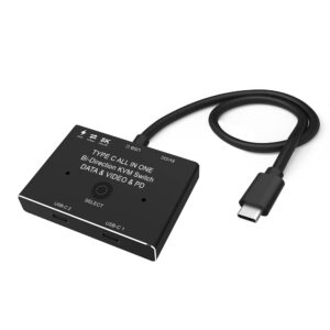 connbull usb-c switch 2 in 1 output upgrade version supports 4k@120hz 8k@30hz video / 10gbps data transfer compatible with thunderbolt device, black