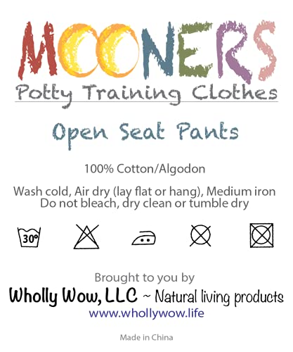 Mooners Pants - Open Seat Potty Trainers, Elimination Communication (EC) Friendly (3 pack, 12-24 months) Multicolor