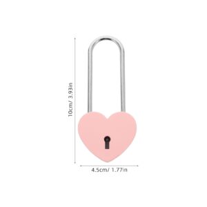 NUOBESTY Heart Shaped Padlock, Mini Metal Lock with Key Padlock Couple Wishing Lock for Jewelry Storage Box Diary Book Wedding Lovers Pink