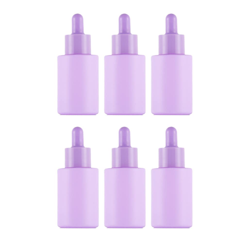 MoreChioce 30ML Glass Dropper Bottle, 6PCS Glass Bottle Container with Eye Droppers Frosted Glass Dropper Bottles Travel Bottle for Lotions,Natural Oils,Face Cleanser,Purple