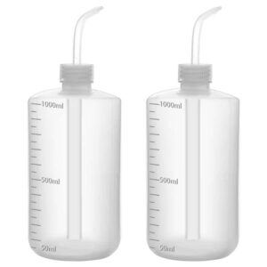 funchem chemical wash bottle, 2-pack plastic lab squeeze washing bottle with clear graduations, ldpe, narrow mouth (1000 ml)