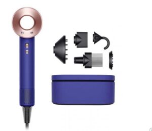 newest premium dyson supersonic special edition hair dryer: fast drying, lightweight, low noise, no extreme heat, engineered for different hair types blue/copper color w/marxsolmicrofiber cloth