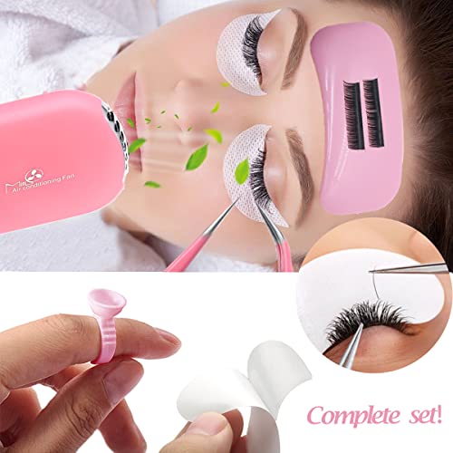 267 PCS Eyelash Extension Supplies Lash Extension Kit USB Air Conditioning Blower,Silicone Pad,Under Eye Gel Pads,Mini Makeup Mirror,Tapes,Tweezers,Glue Rings,Eyelash Brushes,Mini Applicator