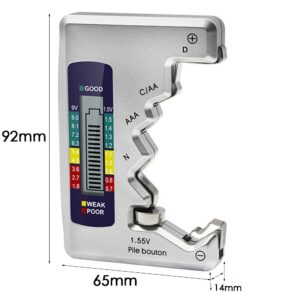 Mesee Universal Battery Tester with LCD Display, Multi Purpose Digital Battery Capacity Level Detector Voltage Checker Tool for D, C, AA, AAA, 9V Batteries,1.55V Button Cell