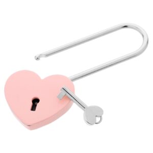 NUOBESTY Heart Shaped Padlock, Mini Metal Lock with Key Padlock Couple Wishing Lock for Jewelry Storage Box Diary Book Wedding Lovers Pink