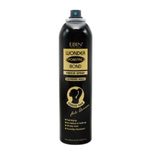 ebin new york wonder ponytail bond freeze spray extreme firm hold - coarse hair 8oz/ 245ml | long lasting hold, 24-hour frizz control, shine enhancing, fast-drying, lightweight, all hair types