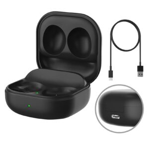 wireless charging case for samsung galaxy buds 2 charging case replacement, charger case compatible with galaxy buds 2 charger support wired and wireless charging (not included earbuds) black