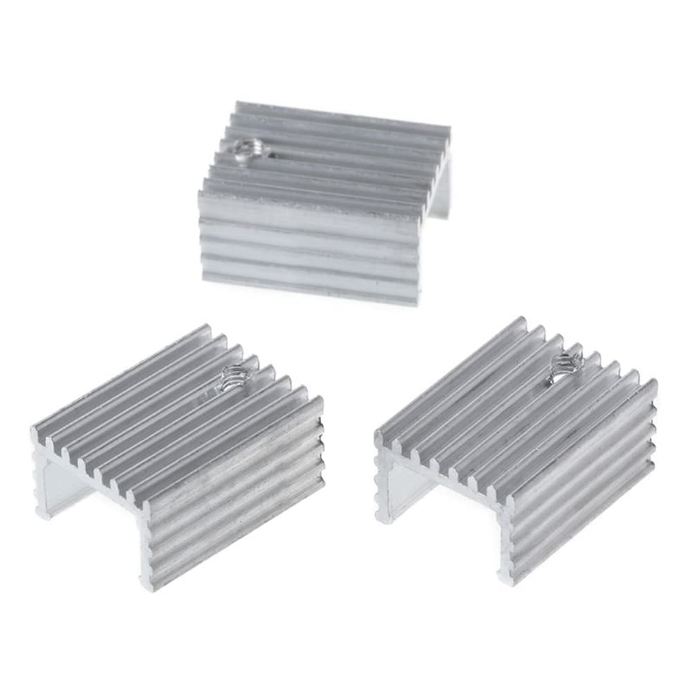 Jienk 30Pcs TO-220 Aluminum Heatsink & Insulator/Mounting Kits for MOSFET Transistor, 3 Different Size TO-220 Heatsink 10 Each+ 30 Screws + 30 Screw Washer +30 Insulator Rubberized Silicone