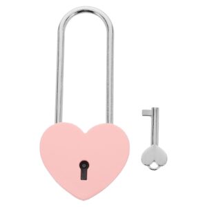 nuobesty heart shaped padlock, mini metal lock with key padlock couple wishing lock for jewelry storage box diary book wedding lovers pink