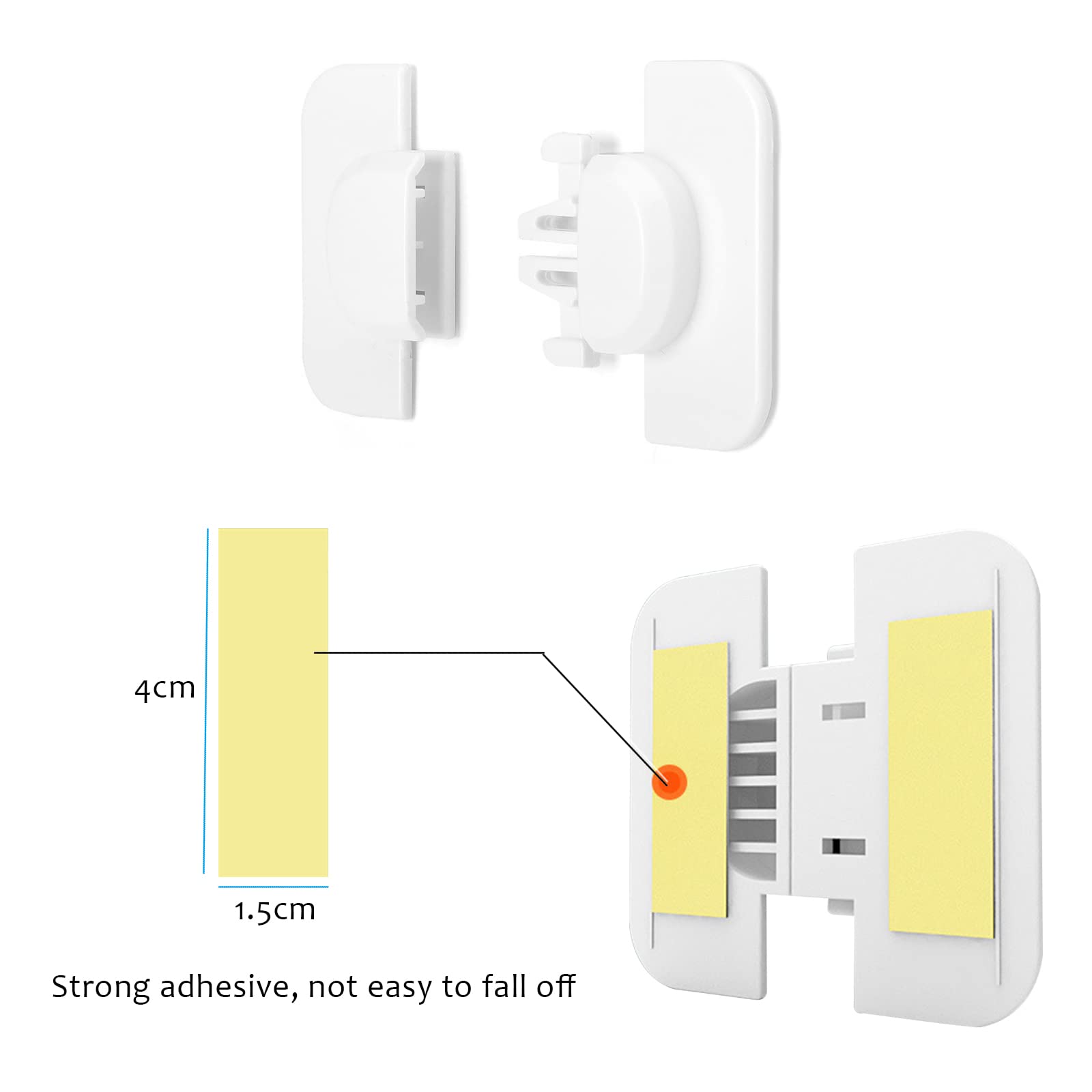 10 Pieces Child Safety Cabinet Locks, U-Shaped Sliding Cabinet Locks and 3m Adhesive Plastic Drawers Locks for Babies with Extra Security Locking Buttons for Cabinets Fridge Closet Dresser (White)