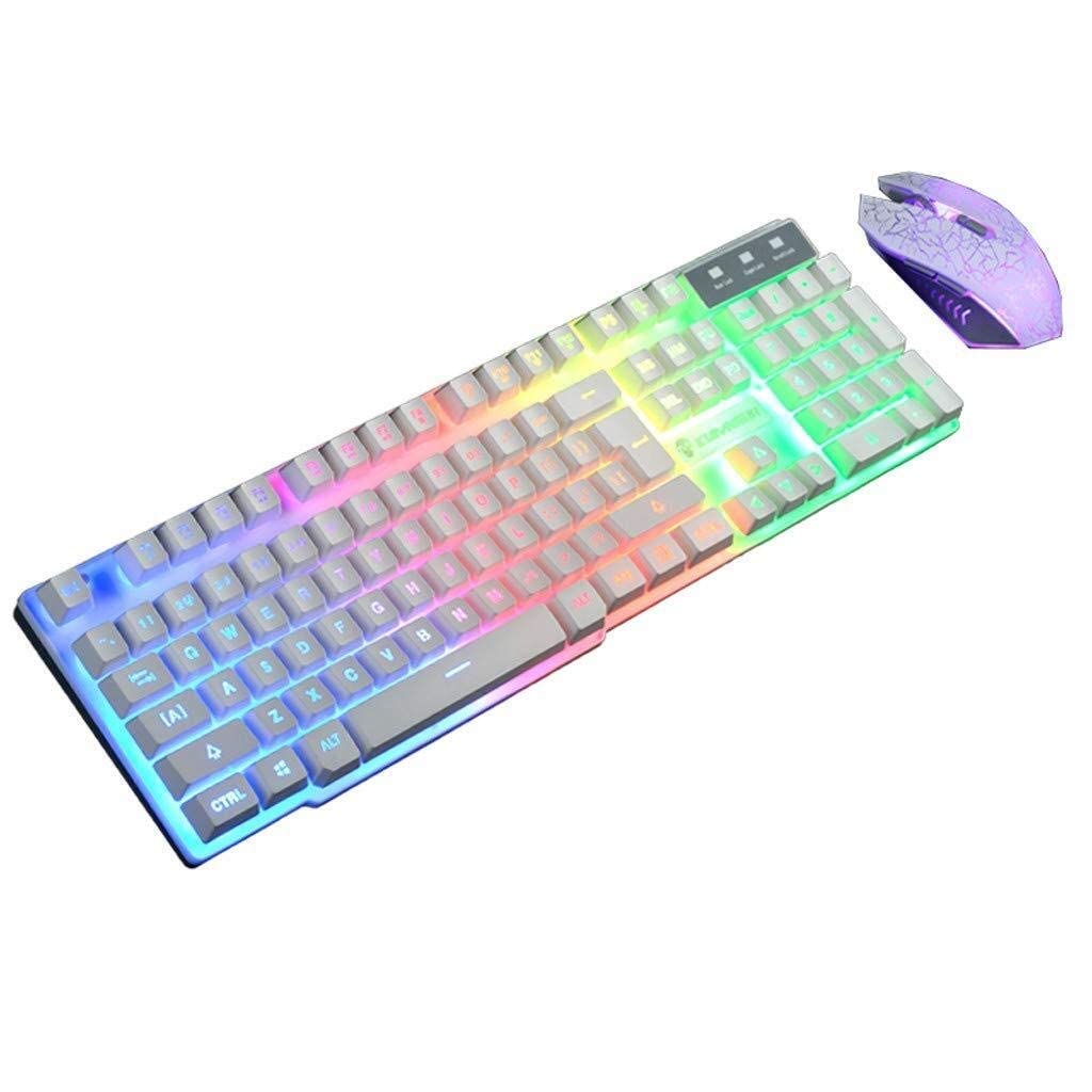 XYLXJ Keyboard Games Keyboard & Mouse Combos T6 Rainbow LED Backlight USB Ergonomic Gaming Keyboard And Mouse Set With Mice Pad For PC Laptop