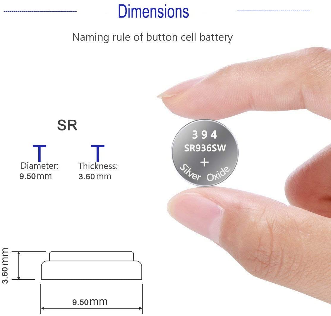 UOGTNON 394 SR936SW Watch Battery 1.55V Silver Oxide Button Cell (20-Pack)