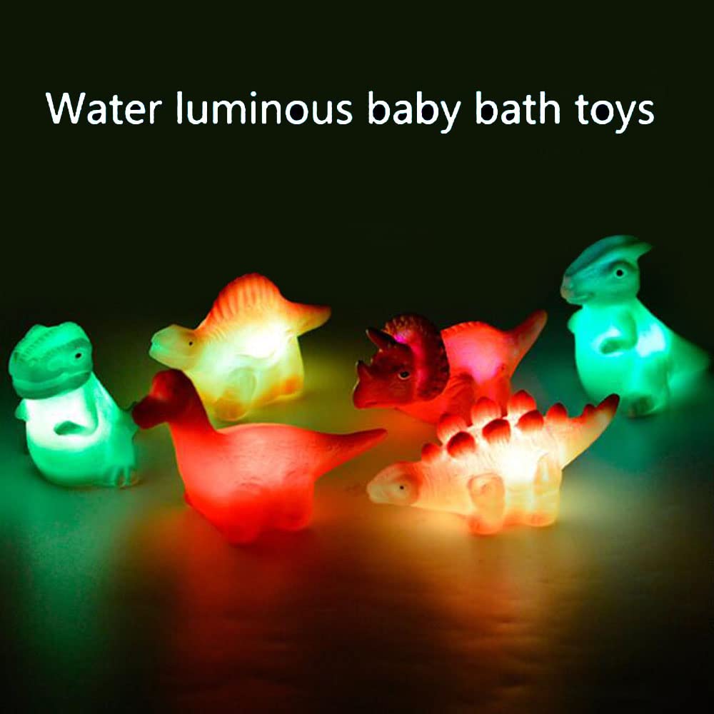 6 Pack Light-Up Bath Toys Easter Eggs with Bathtub Dinosaur Toys for Kis Girls Boys Easter Basket Stuffers Easter Party Favor Egg Fillers