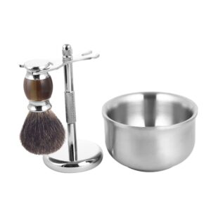 cumberbatch shaving kit for men, badger shaving brush, razor and brush stand, stainless steel shaving bowl, mens shaving kit gift set