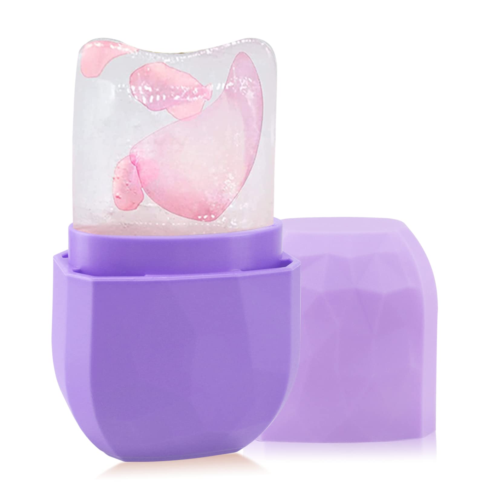 Ice Roller for Face and Eye, Gua Sha Face Massage, Facial Beauty Ice Roller, Silicone Ice Mold for Face Beauty (Purple)