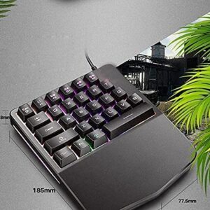 XYLXJ K11 Portable Gaming Keyboard 28keys, One-Hand Mechanical Gaming Keypad, With Wide Hand Rest Backlit for PC Game