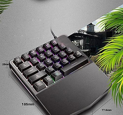 XYLXJ K11 Portable Gaming Keyboard 28keys, One-Hand Mechanical Gaming Keypad, With Wide Hand Rest Backlit for PC Game