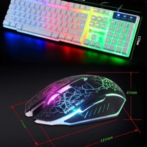 XYLXJ Keyboard Games Keyboard & Mouse Combos T6 Rainbow LED Backlight USB Ergonomic Gaming Keyboard And Mouse Set With Mice Pad For PC Laptop