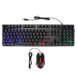 rgb gaming keyboard and mouse combo for pc,104 keys wired led backlit keyboard,injection molded floating keycaps,quick response gaming mouse(black)