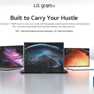 LG Gram 17 Ultra-Lightweight Laptop, 17" IPS WQXGA (2560 x 1600) 16:10 DCI-P3 99% Display, Intel Evo i7-1195G7, Wi-Fi 6, Webcam, 2X Thunderbolt4, 20 Long Battery Life (16GB 4266MHz RAM | 1TB PCIe SSD)