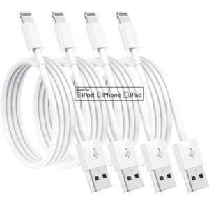 4 pack [apple mfi certified] apple charging cables 3ft, iphone chargers lightning cable 3 foot, fast iphone charging cord for iphone 14/14pro/13/13pro/12/11/11pro/11max/ x/xs/xr/xs max/8, ipad(white)