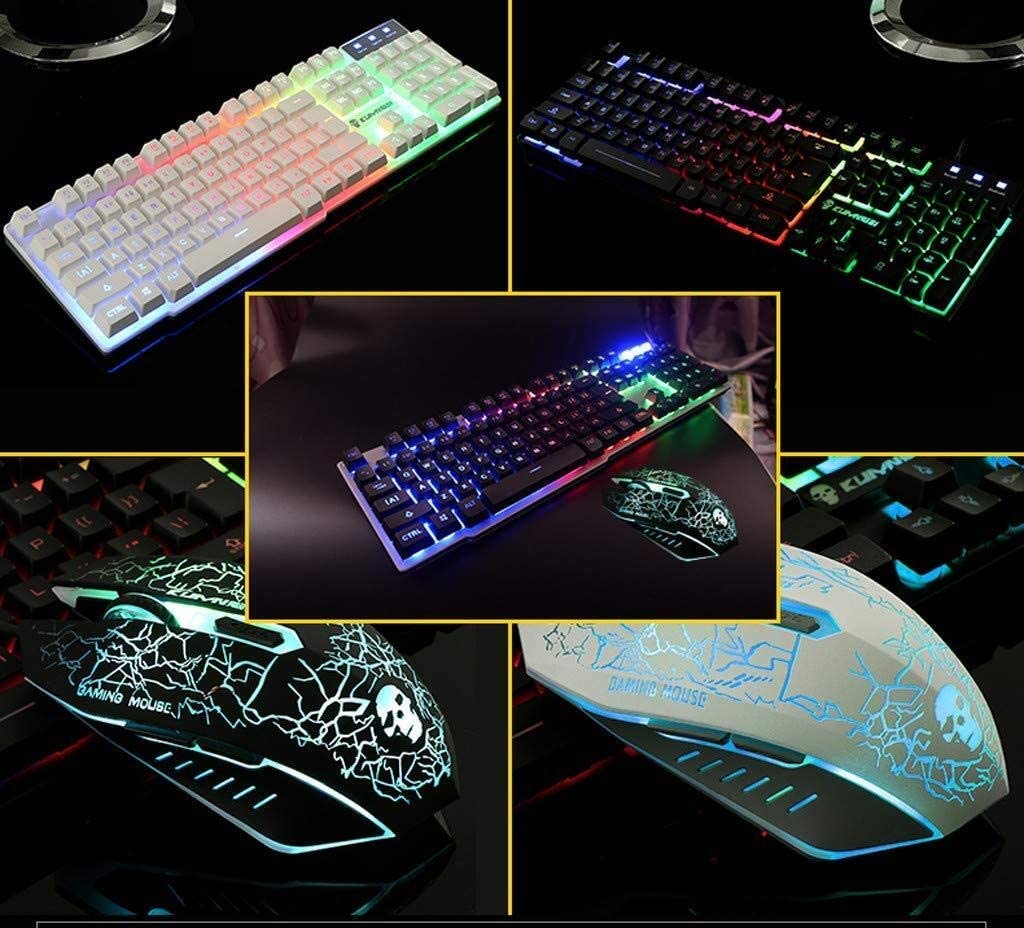 XYLXJ Keyboard Games Keyboard & Mouse Combos T6 Rainbow LED Backlight USB Ergonomic Gaming Keyboard And Mouse Set With Mice Pad For PC Laptop