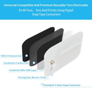 TENS Unit Replacement Pads, 40 Pcs Premium Quality Snap Replacement Electrodes for TENS and EMS Muscle Stimulator, Using 3.5mm Snap Connector