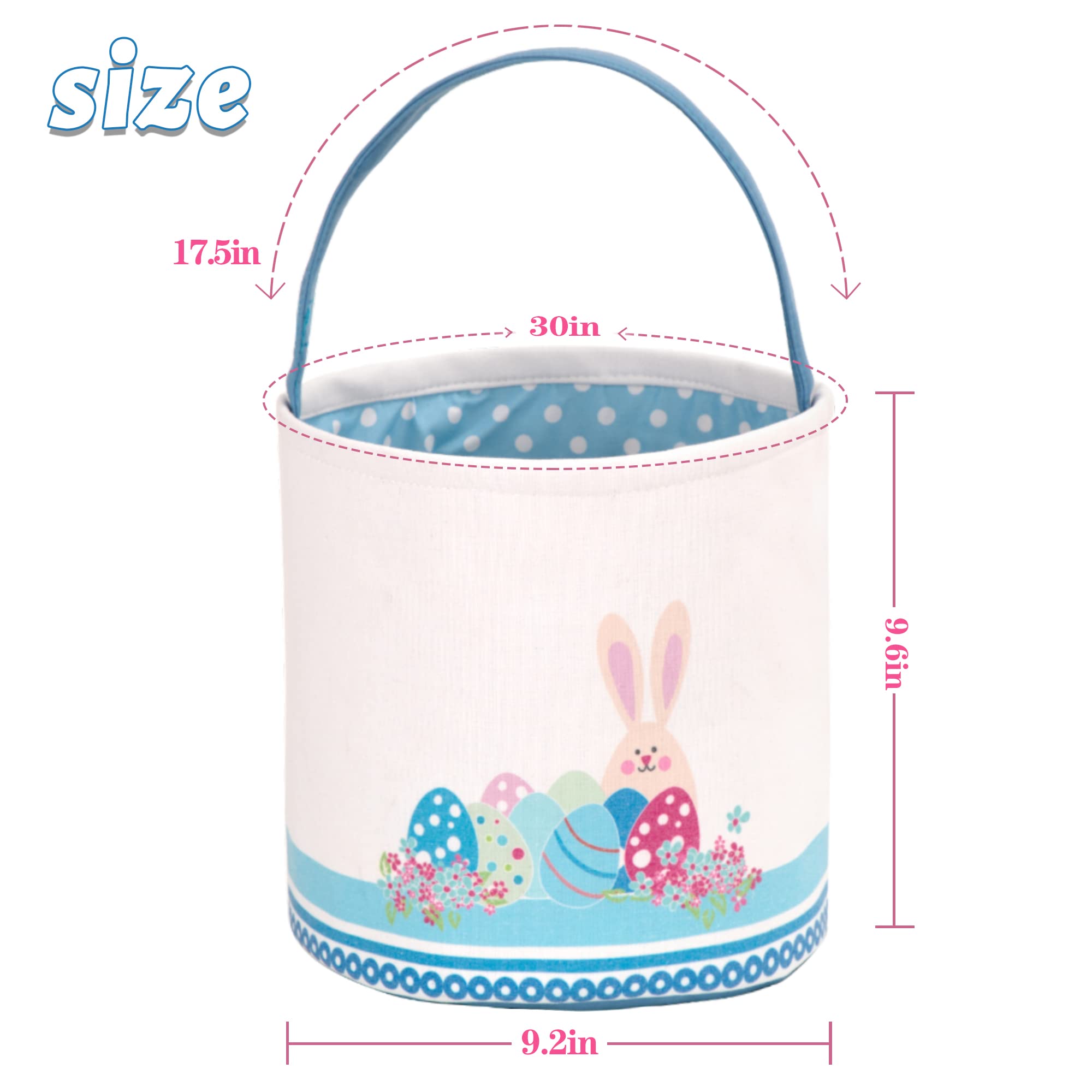 LessMo Easter Basket Easter Bunny Basket, Cute Fluffy Bag with Foldable Ears, Plush Rabbit Tote Bags for Easter Egg Hunts Decorations Candy Gifts Storage