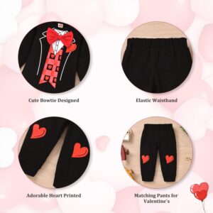 fioukiay 0-3 Months Baby Boy Valentine's Day Outfits Infant Boys Valentines Clothes (Black Red Heart, 0-3 Months)