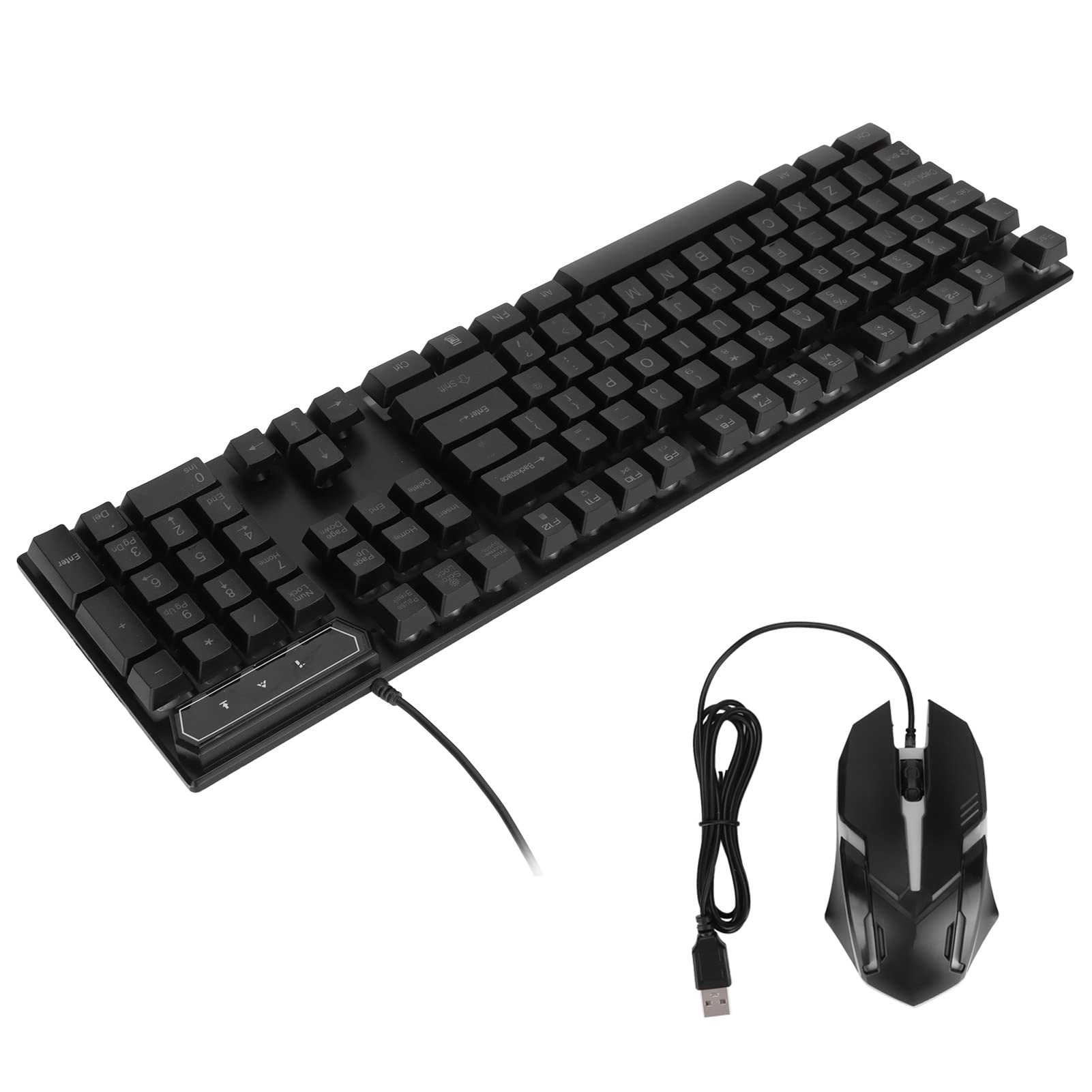 RGB Gaming Keyboard and Mouse Combo for PC,104 Keys Wired LED Backlit Keyboard,Injection Molded Floating Keycaps,Quick Response Gaming Mouse(Black)