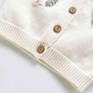 Miccina Infant Baby Boys Girls Cardigan Sweater Toddler Cable Knit Irish Sweater Button Up Jacket Christmas Outwear Clothes (A-Embroider, 6-12 Months)